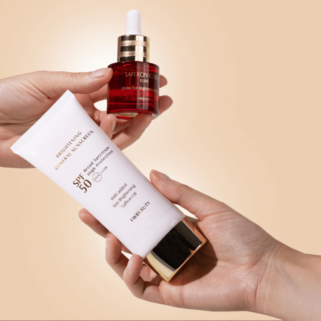 Saffron Gold Brightening Serum and Brightening Mineral Sunscreen SPF50 ...